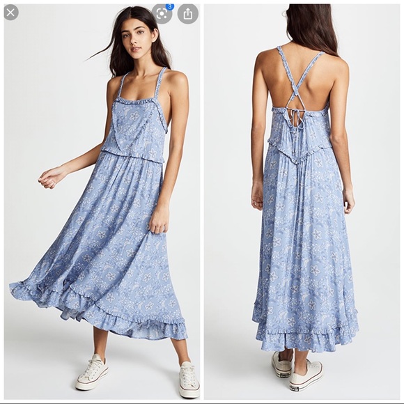 Spell | Dresses | Spell Designs Celestial Midi Strappy Blue Dress ...